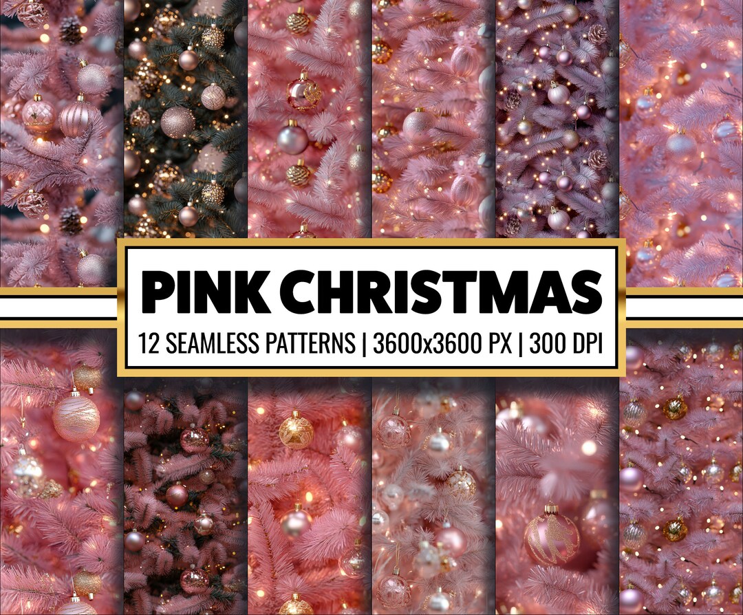 Seamless Pink Christmas Digital Paper Pink Xmas Ephemera for ...