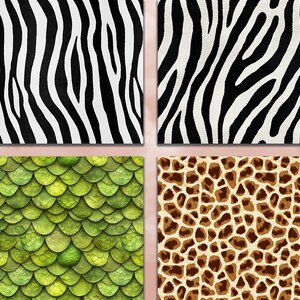 Animal Print Digital Paper Safari Seamless Pattern Including Tigers ...