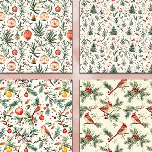 Seamless Vintage Christmas Digital Paper Winter Holiday Background Old ...