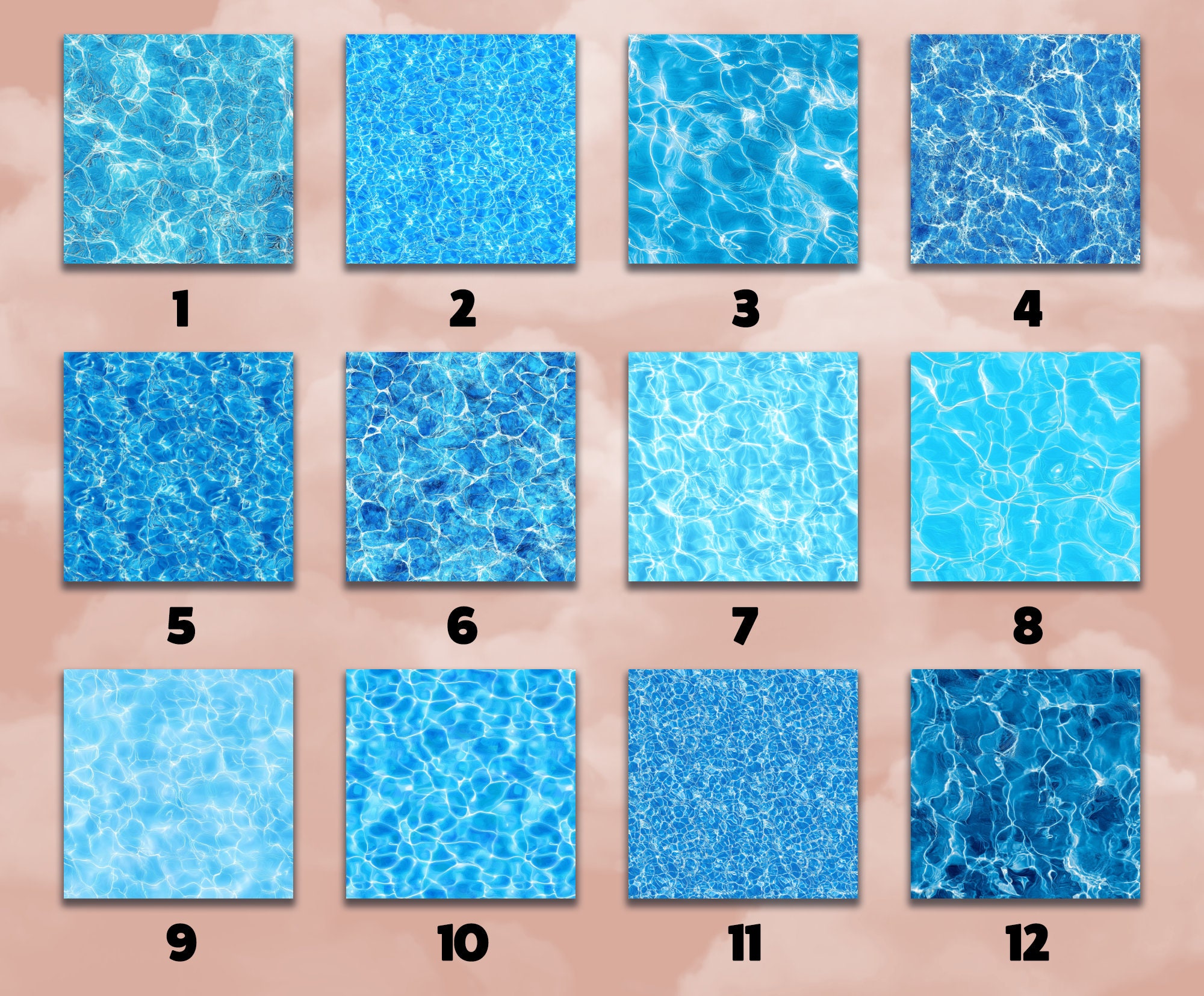 Pool Water Digital Paper Light Water Seamless Pattern Ocean Water ...