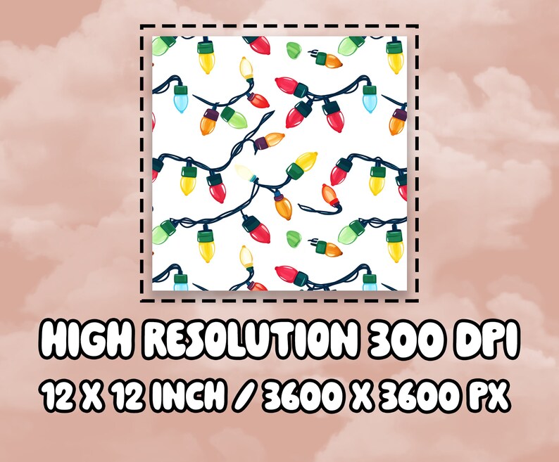 Drawn Christmas Lights Digital Paper Christmas Light Seamless Pattern ...