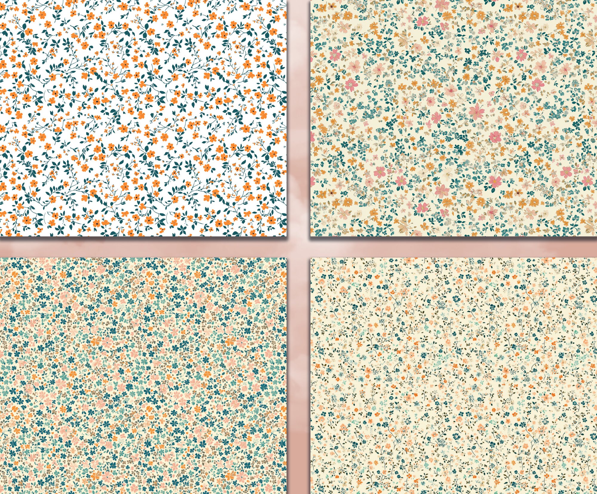Little Dainty Flower Seamless Digital Paper Flower Tile Pattern for ...