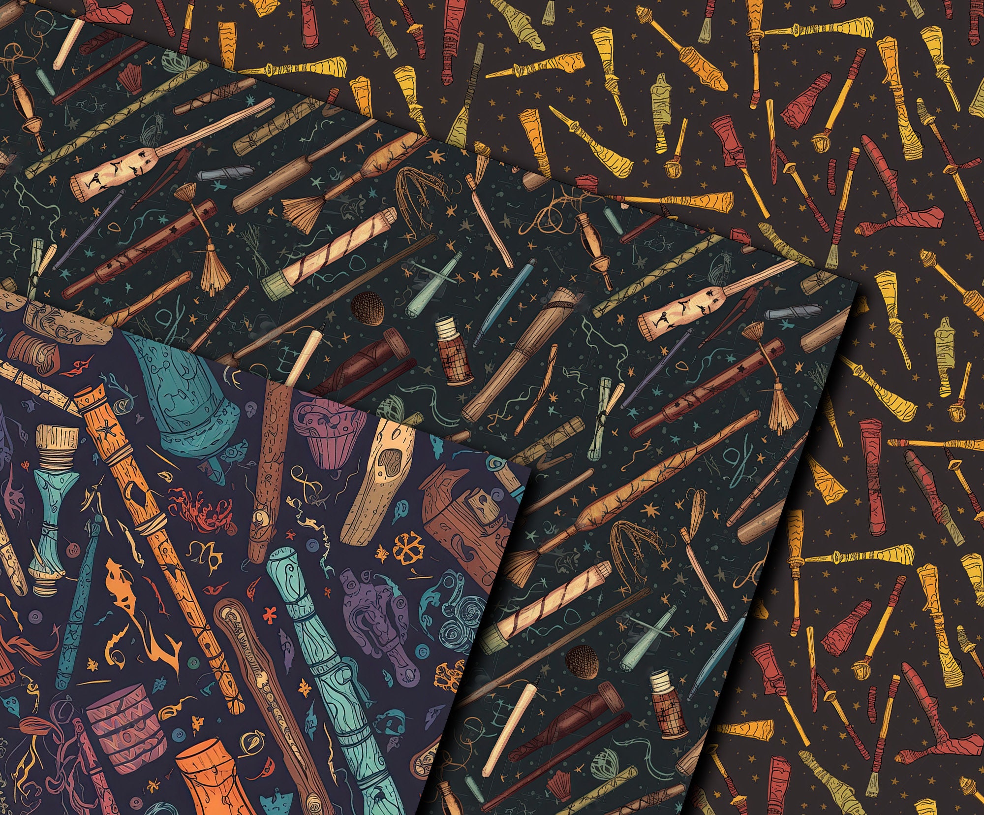 Wizardry Digital Paper, Seamless Fantasy Backgrounds, Wizard Clipart ...