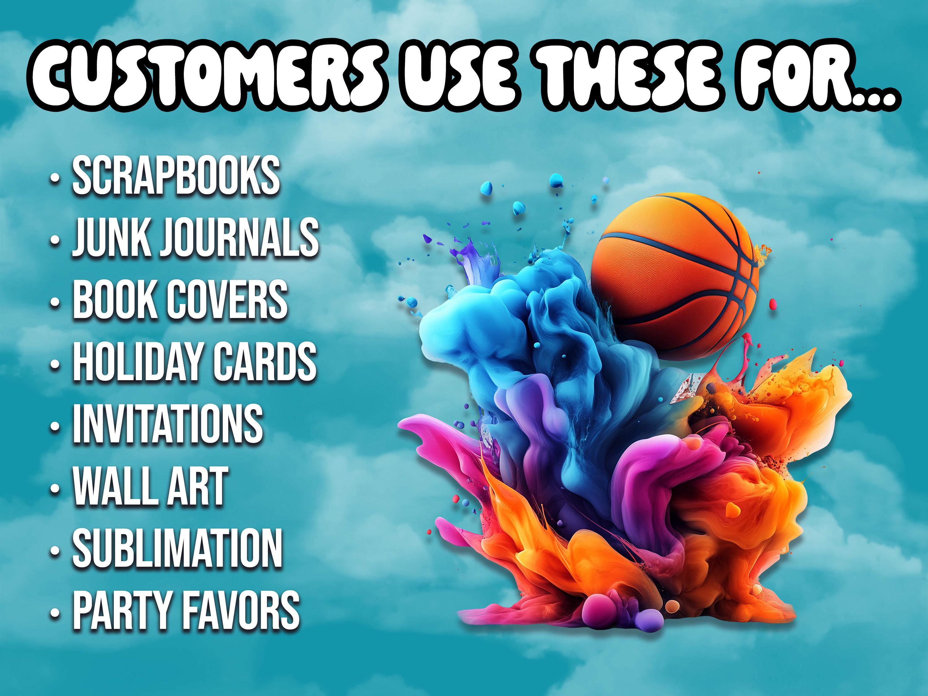 Flaming Basketball Clipart Watercolor Basketball Digital Papercraft ...