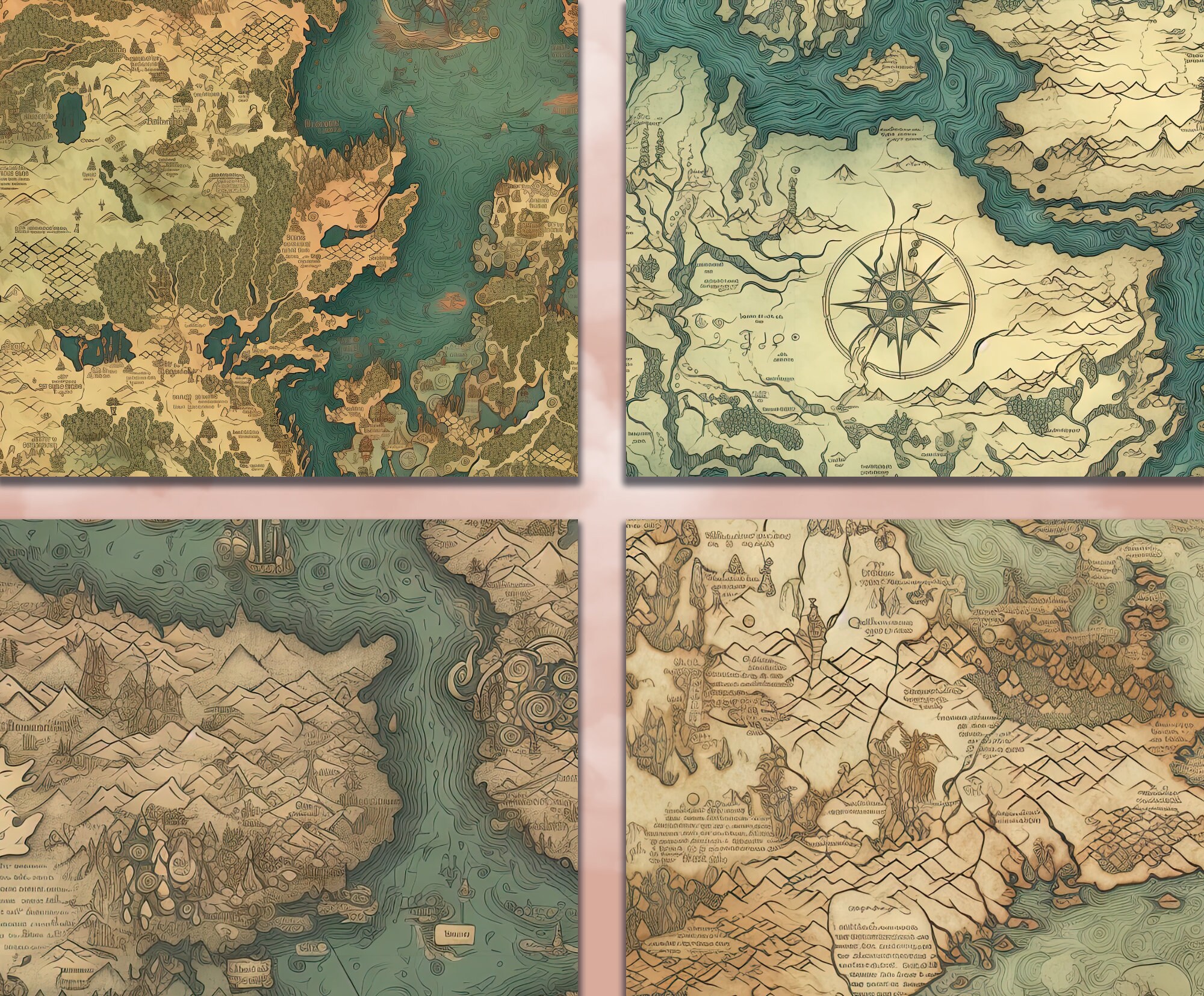 Fantasy Maps Digital Paper, Vintage Maps, World Map Scrapbook Paper ...