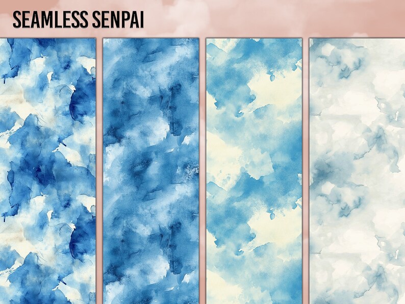 Blue Watercolor Digital Paper: Seamless Texture Backgrounds (PNG) - Etsy