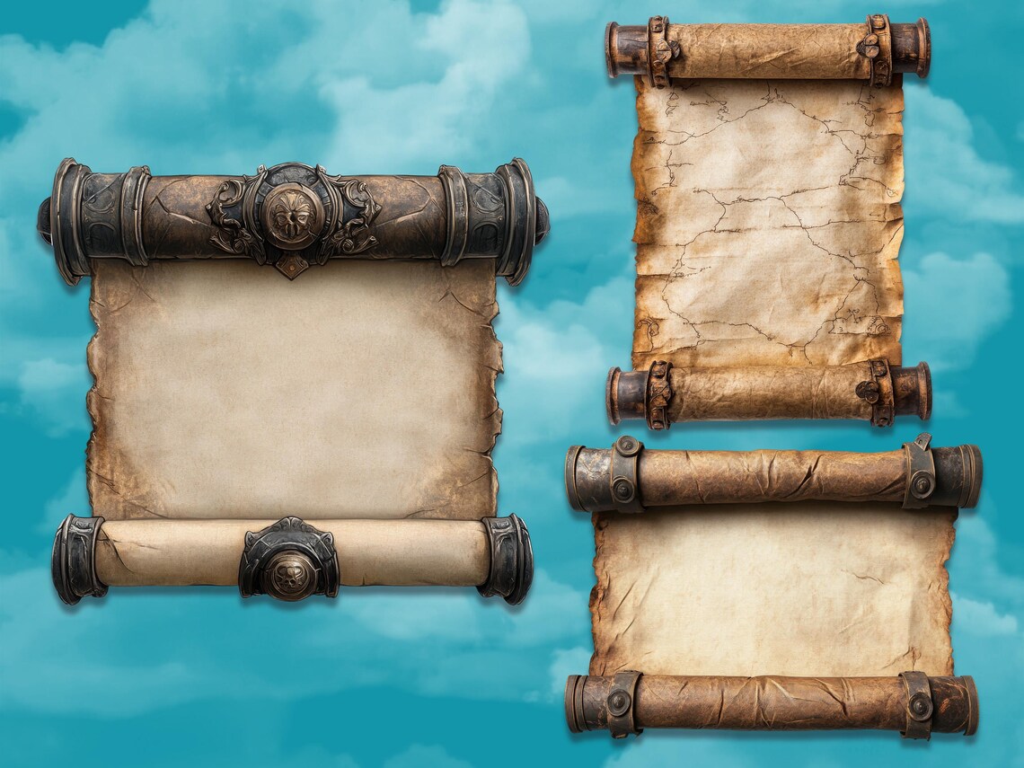 Medieval Scroll Clip Art Scroll Digital Paper Vintage Scroll Printable ...