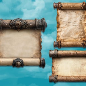 Medieval Scroll Clip Art Scroll Digital Paper Vintage Scroll Printable ...