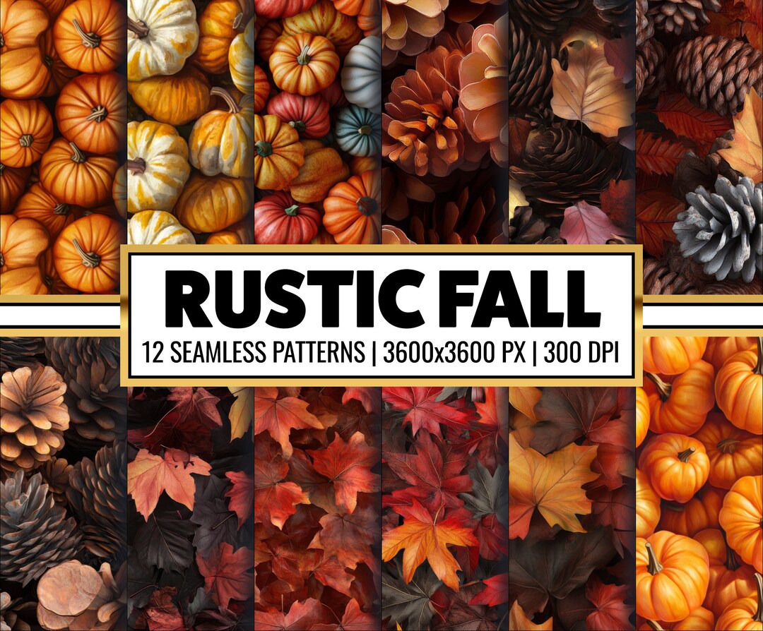 Rustic Fall Digital Paper Pack, Autumn Pumpkin Printable Pages, Fall ...