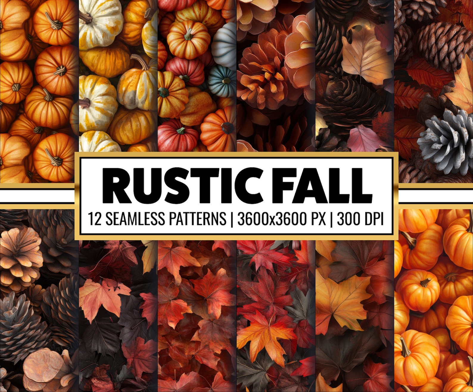 Rustic Fall Digital Paper Pack, Autumn Pumpkin Printable Pages, Fall ...