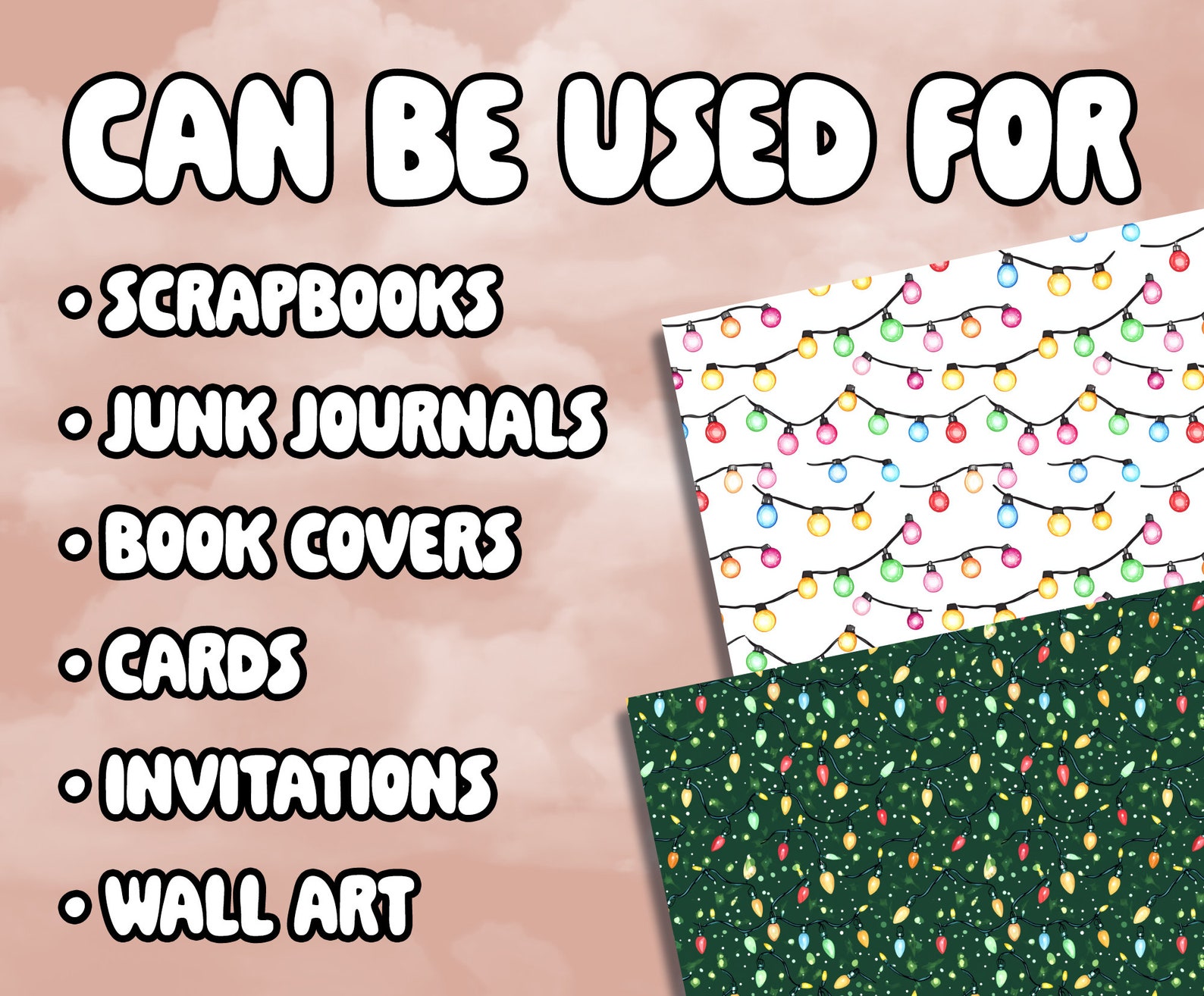 Drawn Christmas Lights Digital Paper Christmas Light Seamless Pattern ...