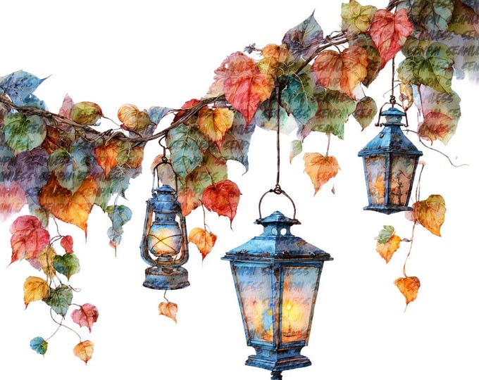 27 Autumn Lanterns Clipart, Autumn Bunting, Fall Party Garland ...