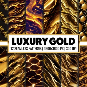 Luxury Gold Digital Paper, Seamless Gold Textures, Gold Glitter ...