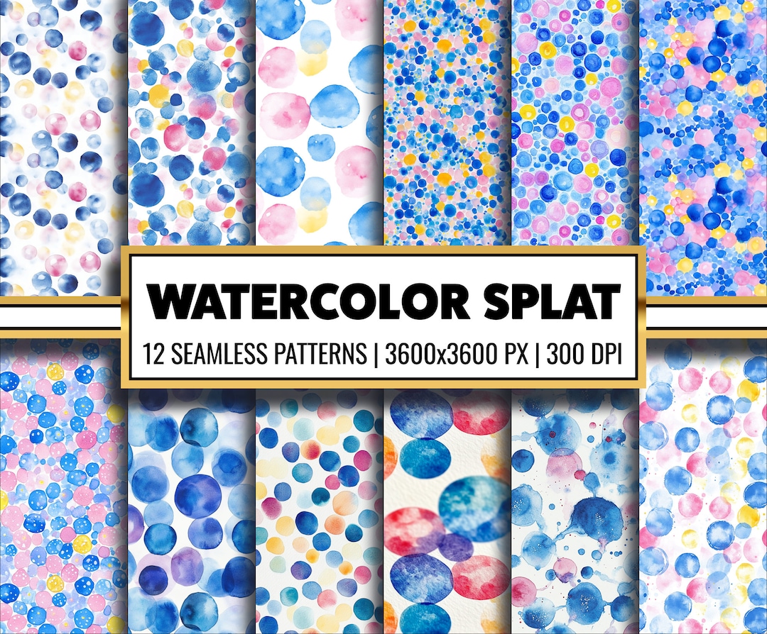 Watercolor Splash Digital Paper: Colorful Seamless Pattern (digital ...
