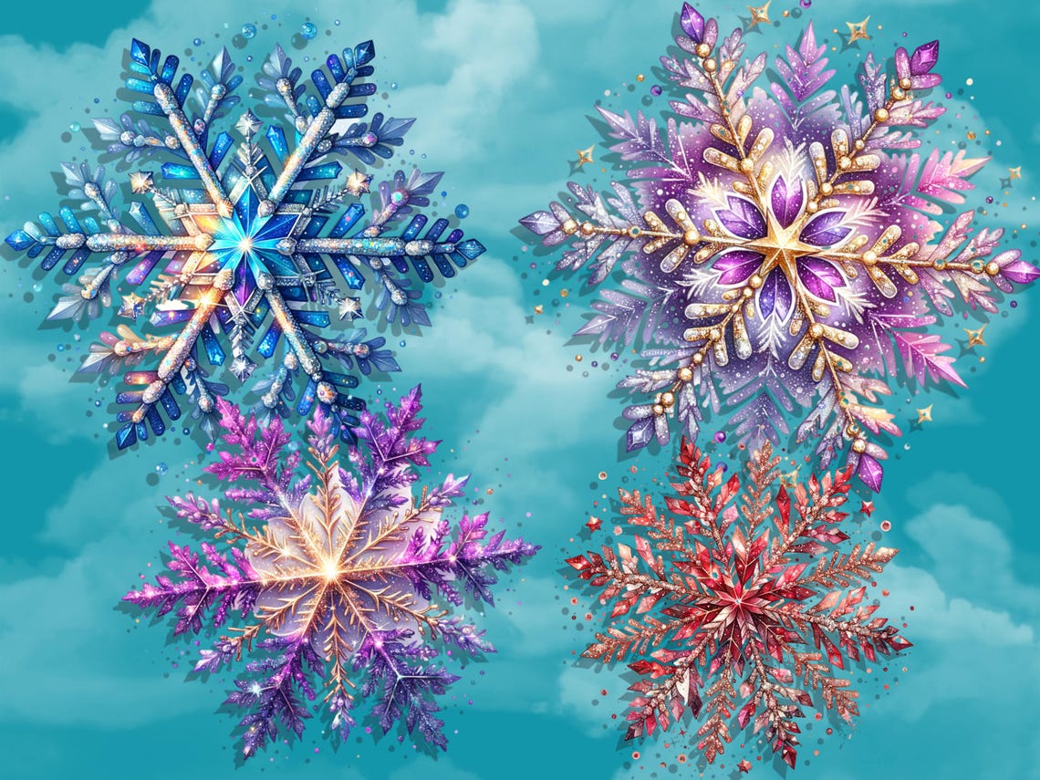 Snowflake Clip Art Snow Digital Paper Christmas Clipart - Etsy