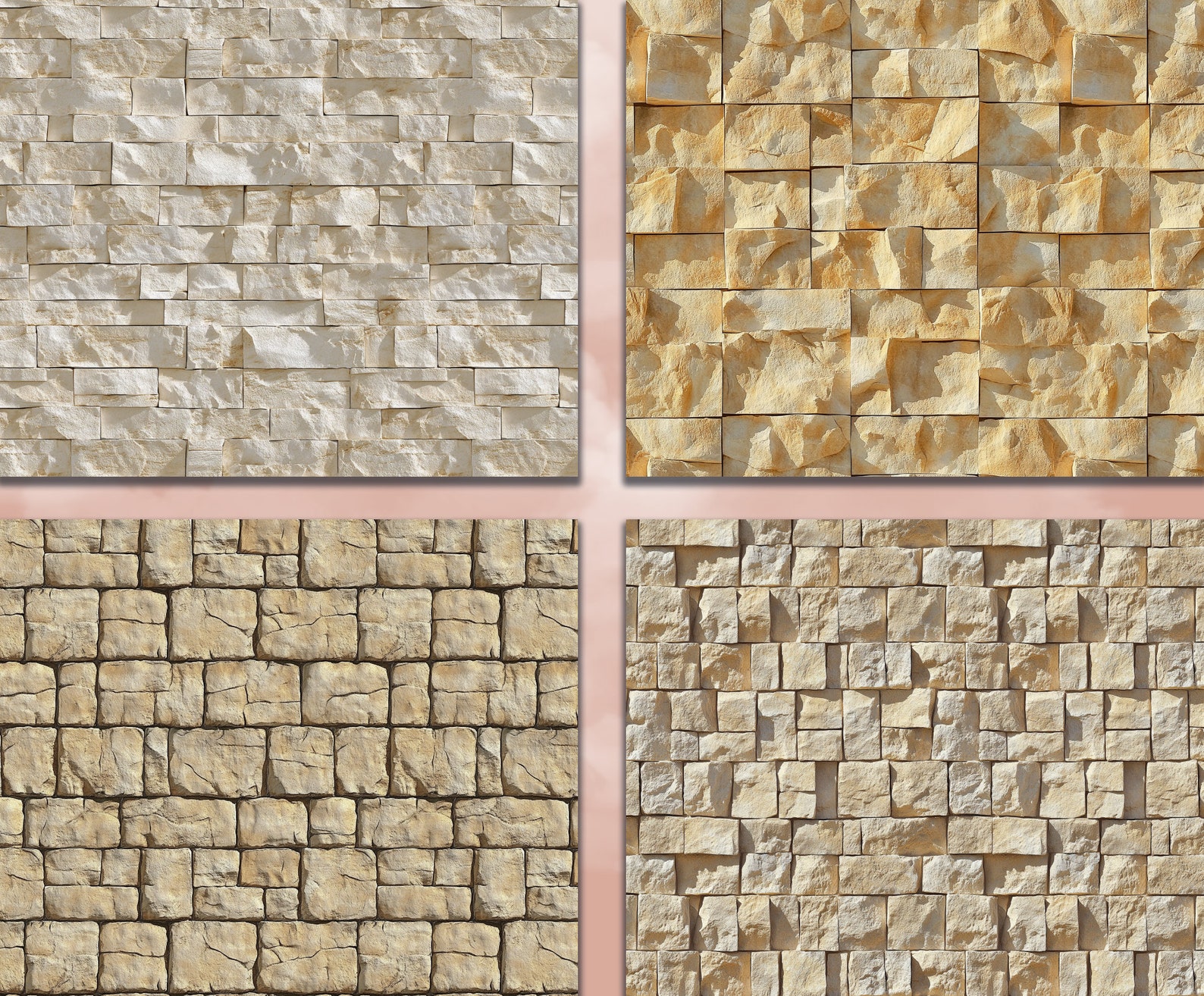 Seamless White Stone Wall Digital Paper Stone Texture Pattern Rock ...