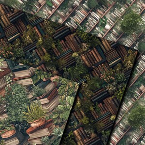 Library Books Digital Paper, Texture Backgrounds Printable Scrapbook ...