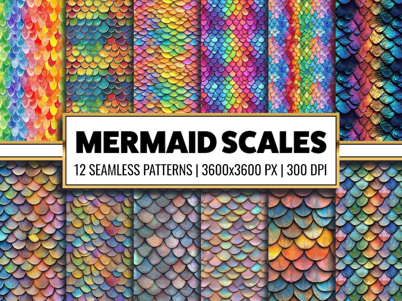 Mermaid Scales Digital Paper Rainbow Fabric Seamless Pattern Summer ...