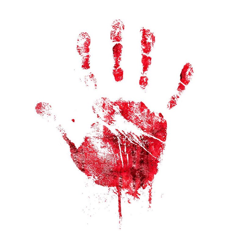 Watercolor Blood Hand Print Clipart Crime Scene Decor Watercolor Horror ...