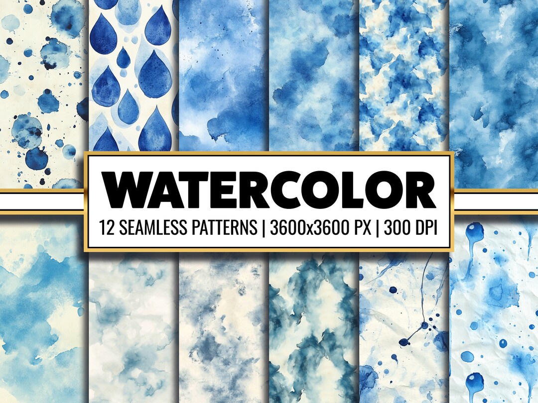 Blue Watercolor Digital Paper: Seamless Texture Backgrounds (PNG) - Etsy