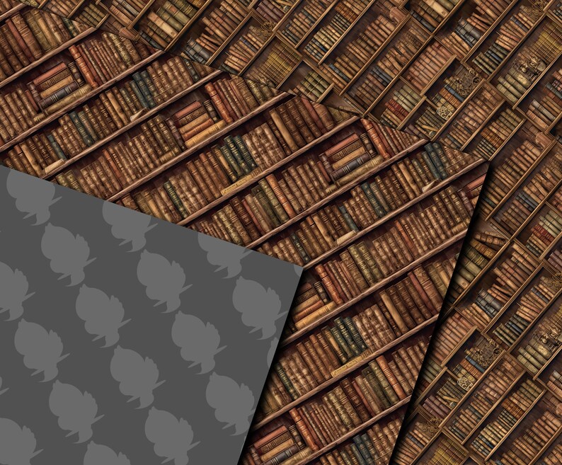 Bookcase Digital Paper Pack, Library Background Digital Papers ...