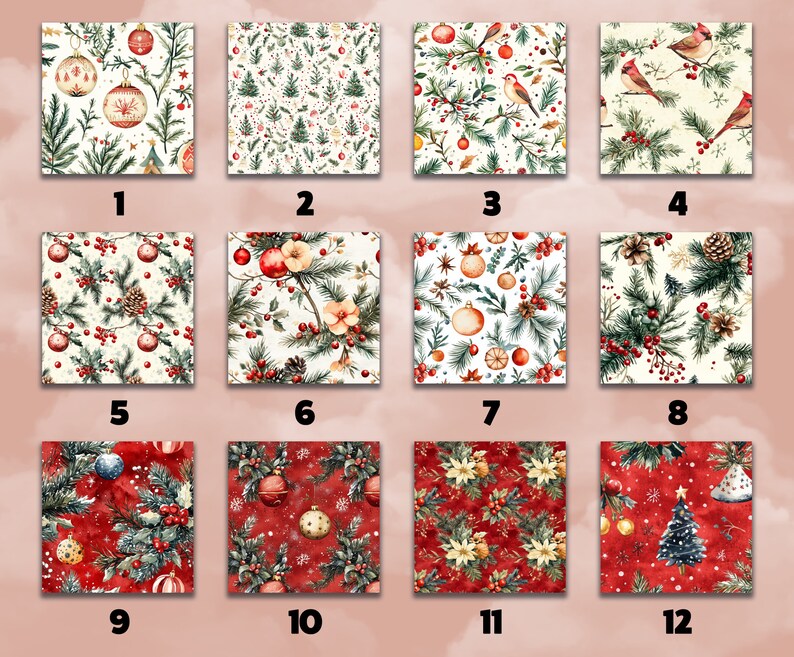 Seamless Vintage Christmas Digital Paper Winter Holiday Background Old ...