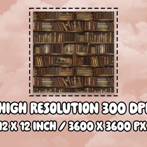 Bookcase Digital Paper Pack Library Background Bookshelf Seamless ...