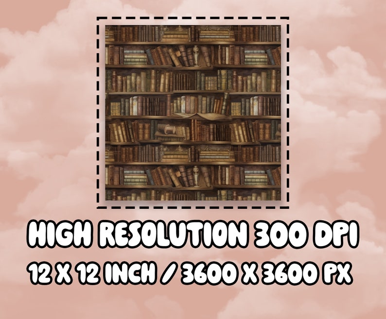 Bookcase Digital Paper Pack Library Background Bookshelf Seamless ...