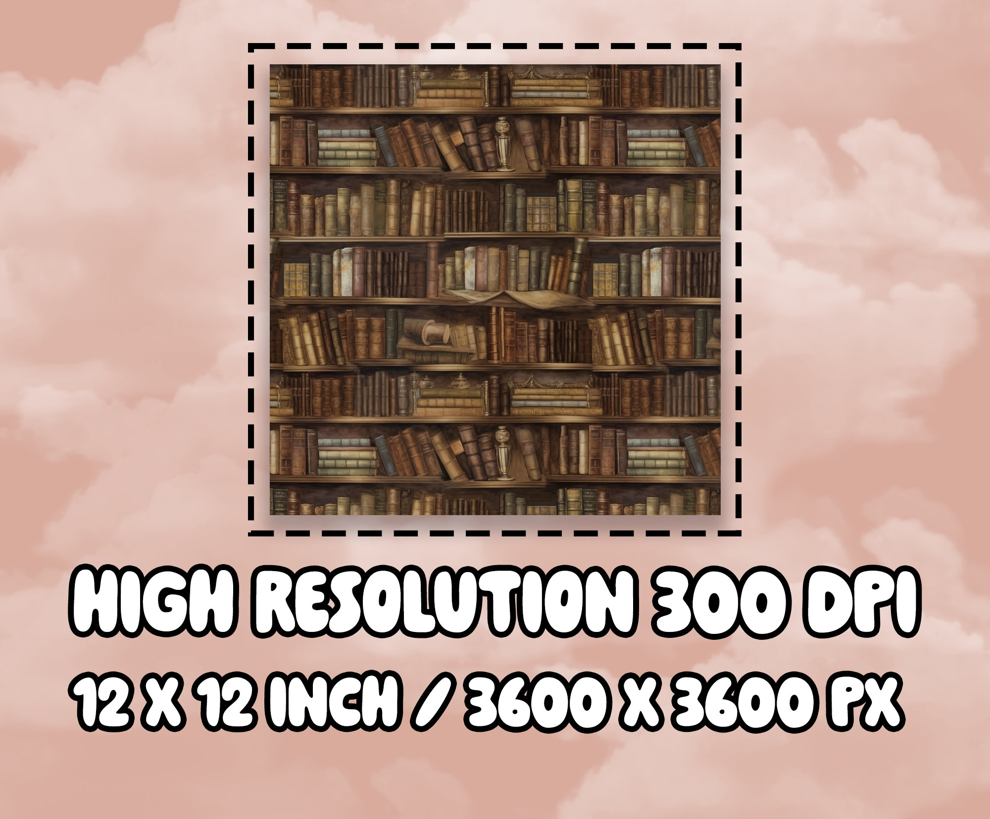 Bookcase Digital Paper Pack Library Background Bookshelf Seamless ...