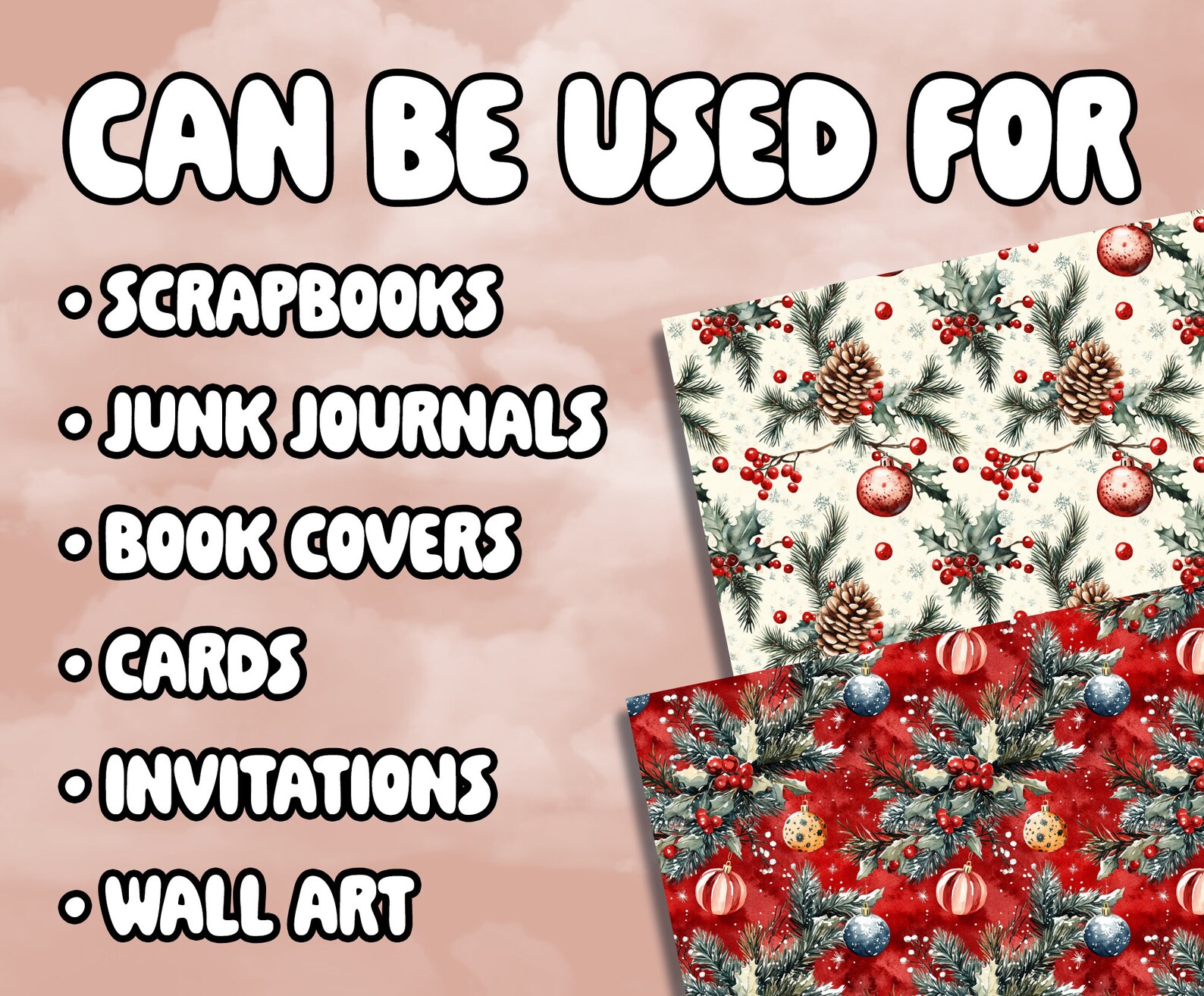 Seamless Vintage Christmas Digital Paper Winter Holiday Background Old ...