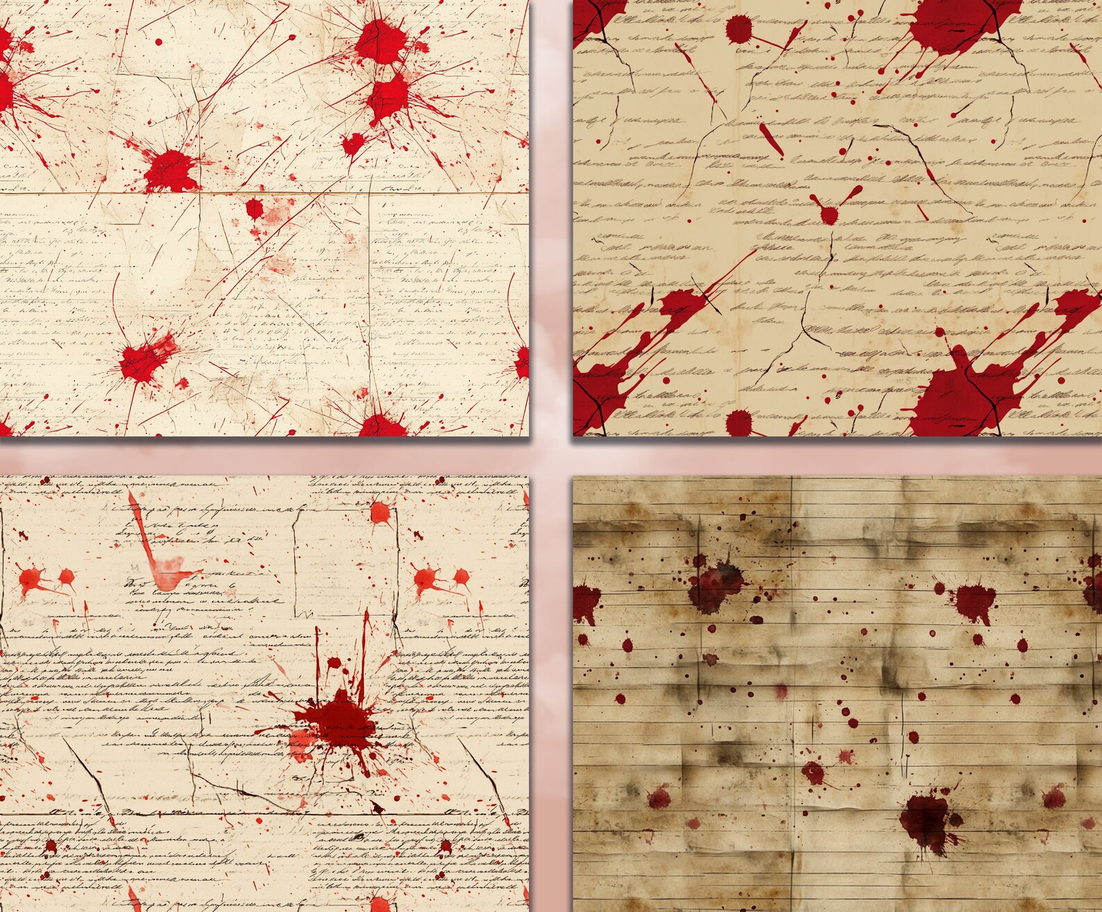 Blood Spattered Letter Digital Paper Blood Drip Ephemera Grunge Letter ...