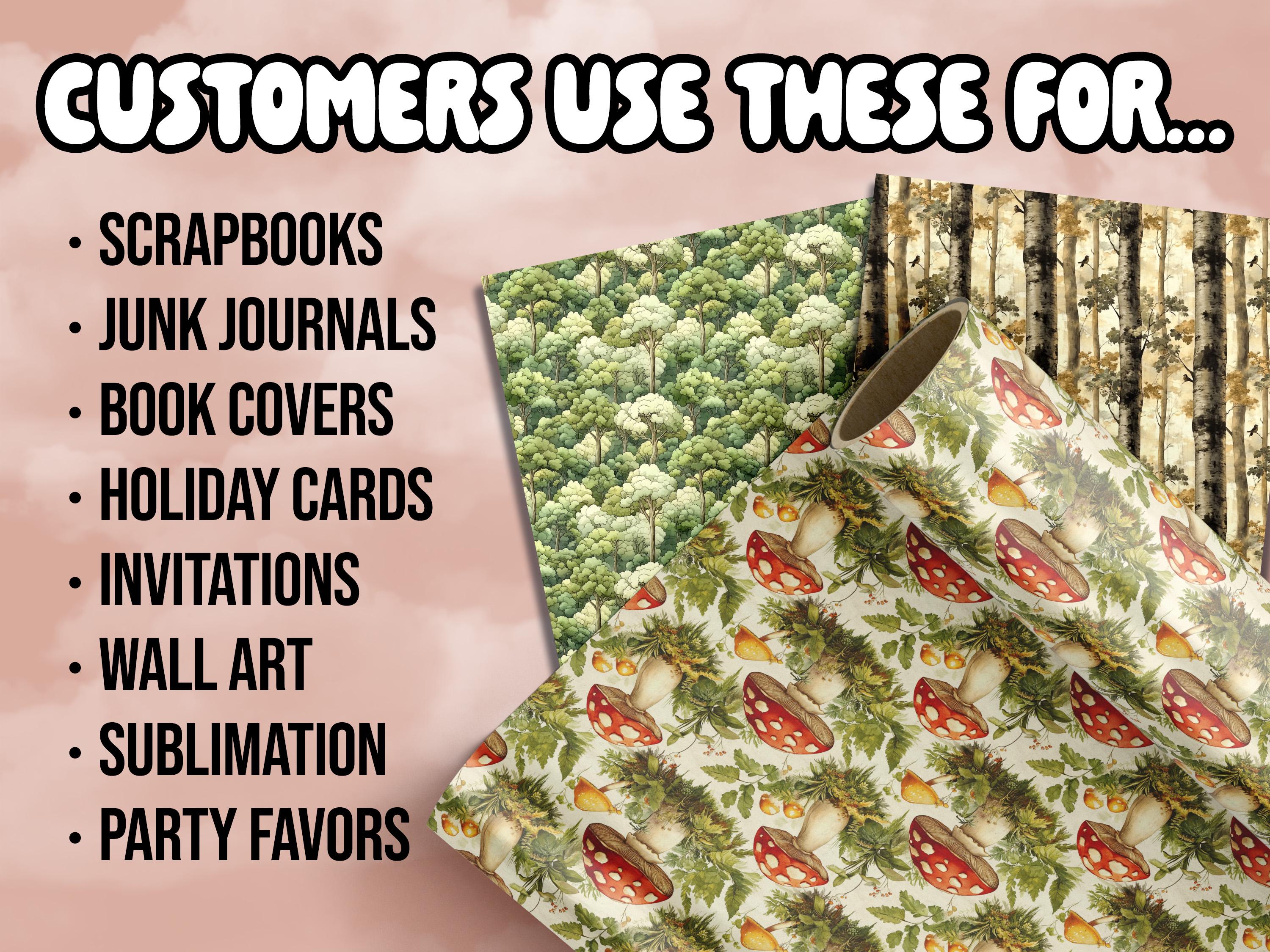 Woodland Forest Digital Paper: Mushroom Seamless Pattern (PNG, 12x12 ...