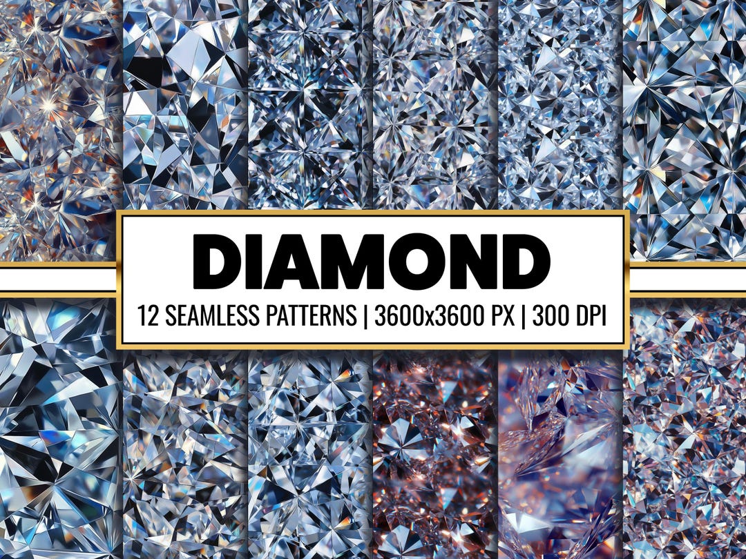 Diamond Texture Digital Paper Crystal Diamond Seamless Pattern Glam ...