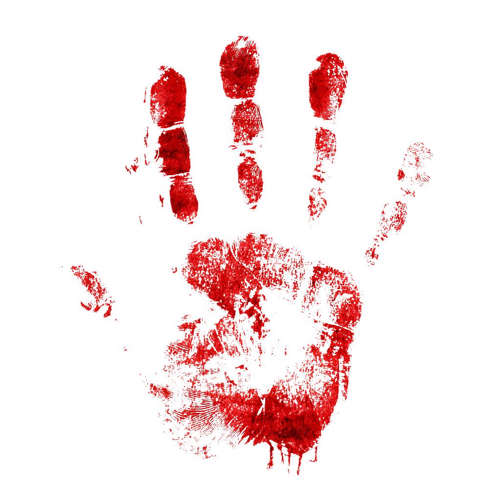Watercolor Blood Hand Print Clipart Crime Scene Decor Watercolor Horror ...