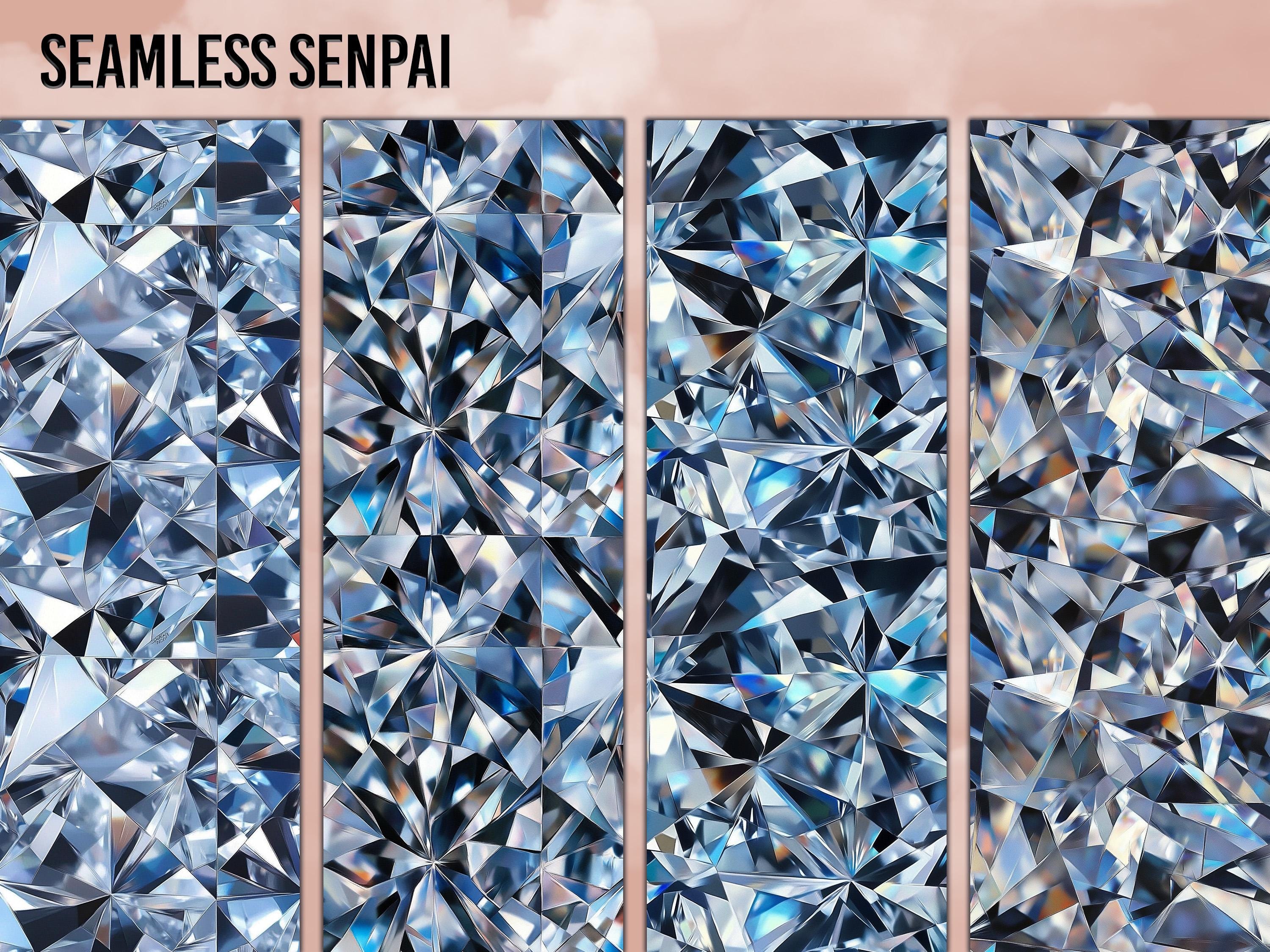 Diamond Texture Digital Paper Crystal Diamond Seamless Pattern Glam ...