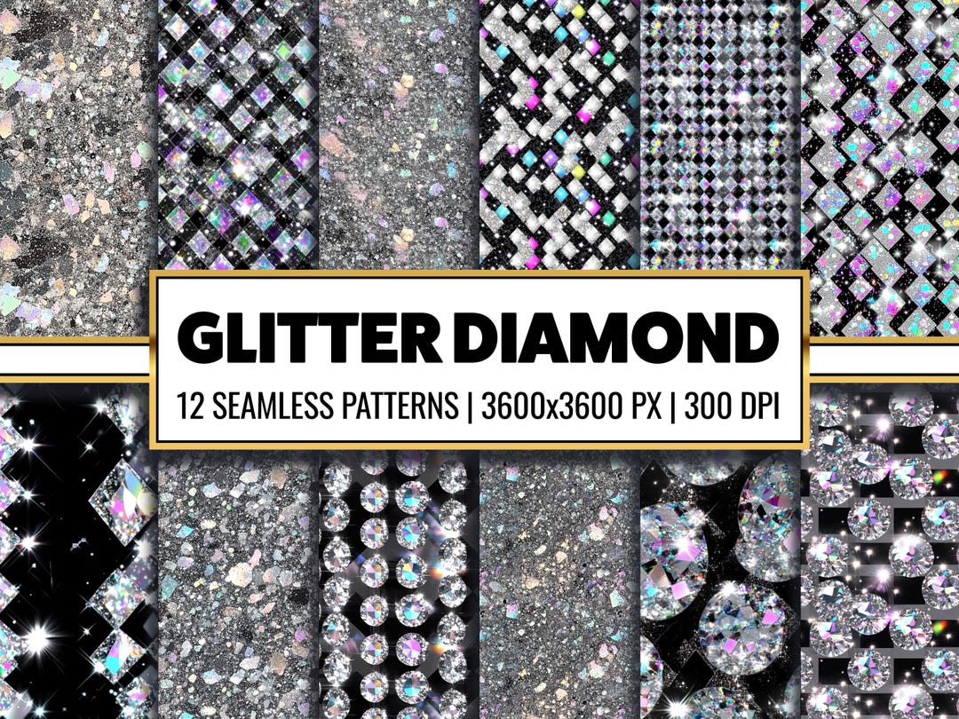 Glitter Diamond Digital Paper: Glam Seamless Patterns (12x12 PNG) - Etsy