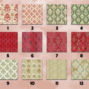 Christmas Damask Digital Paper: Red & Green Seamless Patterns (PNG) - Etsy