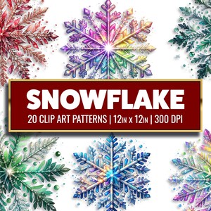 Snowflake Clip Art Snow Digital Paper Christmas Clipart - Etsy