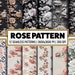 Floral Pink Digital Paper Pack Rose Seamless Pattern White Flower ...