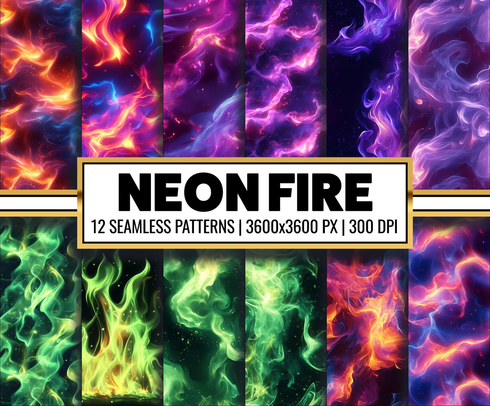 Neon Fire Digital Paper: Rainbow Flame Texture Pack (PNG) - Etsy