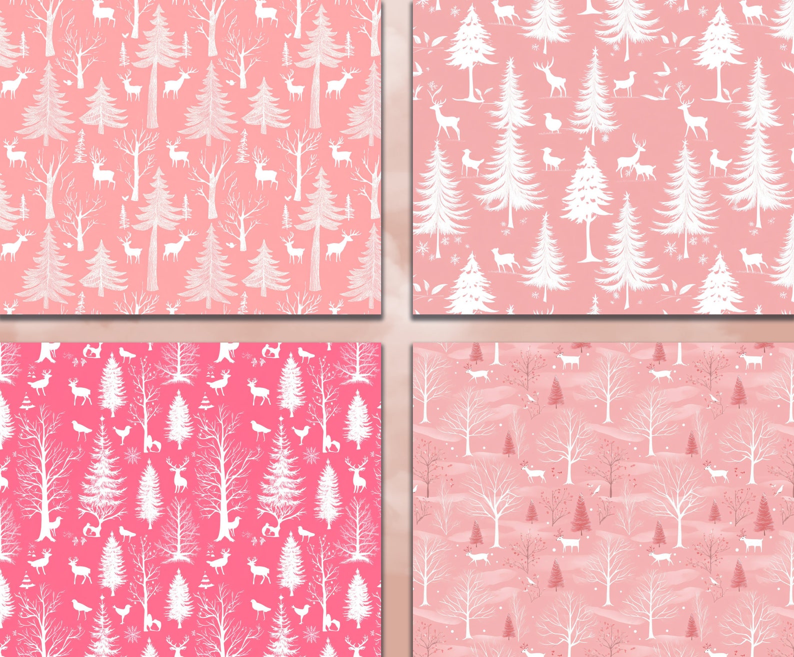 Pink Christmas Digital Paper: Xmas Scrapbook Backgrounds (digital ...