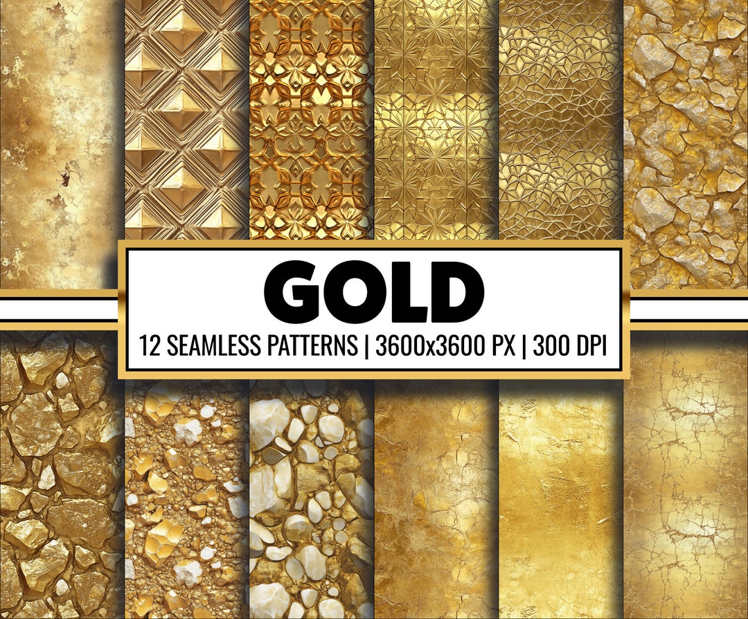 Gold Foil Digital Paper Gold Leaf Seamless Pattern Metallic Gold ...