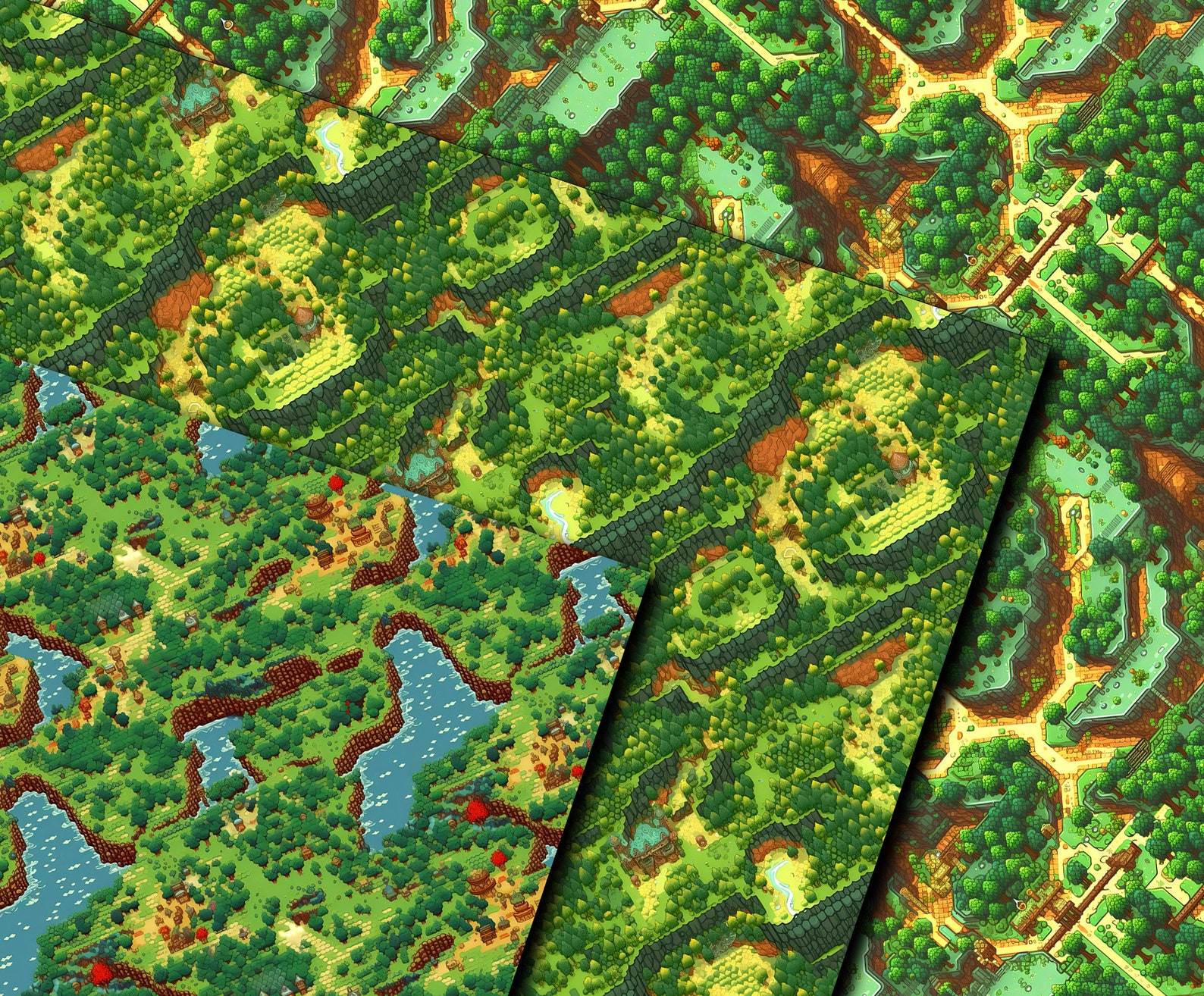 Pixel Map Digital Paper Pack Video Game Seamless Pattern Pixel Art ...