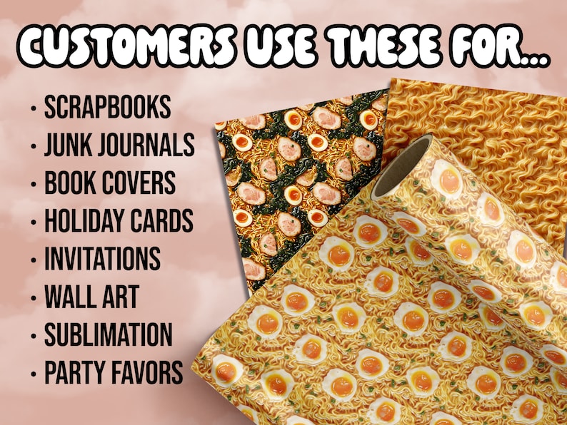 Ramen Noodle Seamless Pattern: Japanese Food Digital Paper (12 PNG) - Etsy