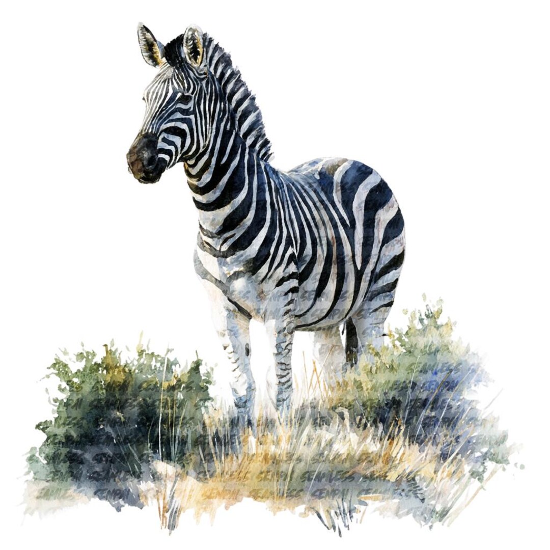 Zebra Clipart Watercolor Safari Animal Printable PNG Digital Download ...