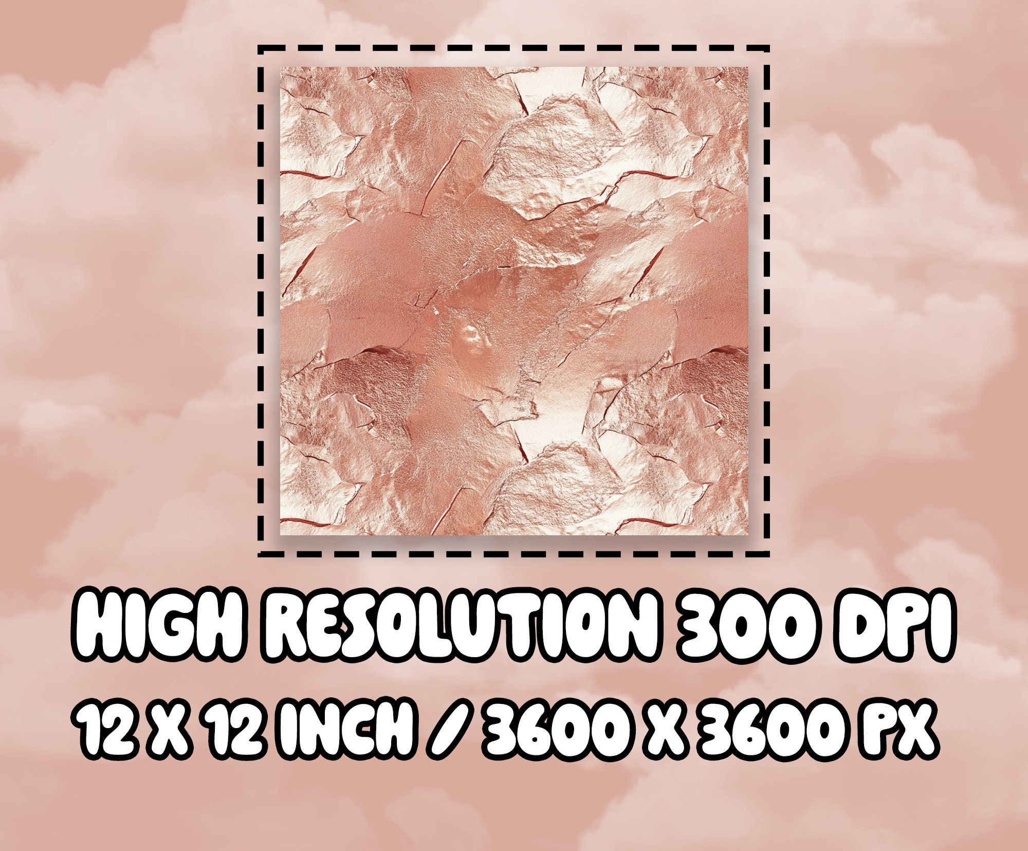 Rose Gold Digital Paper: Metallic Blush Pink Seamless Patterns (PNG ...