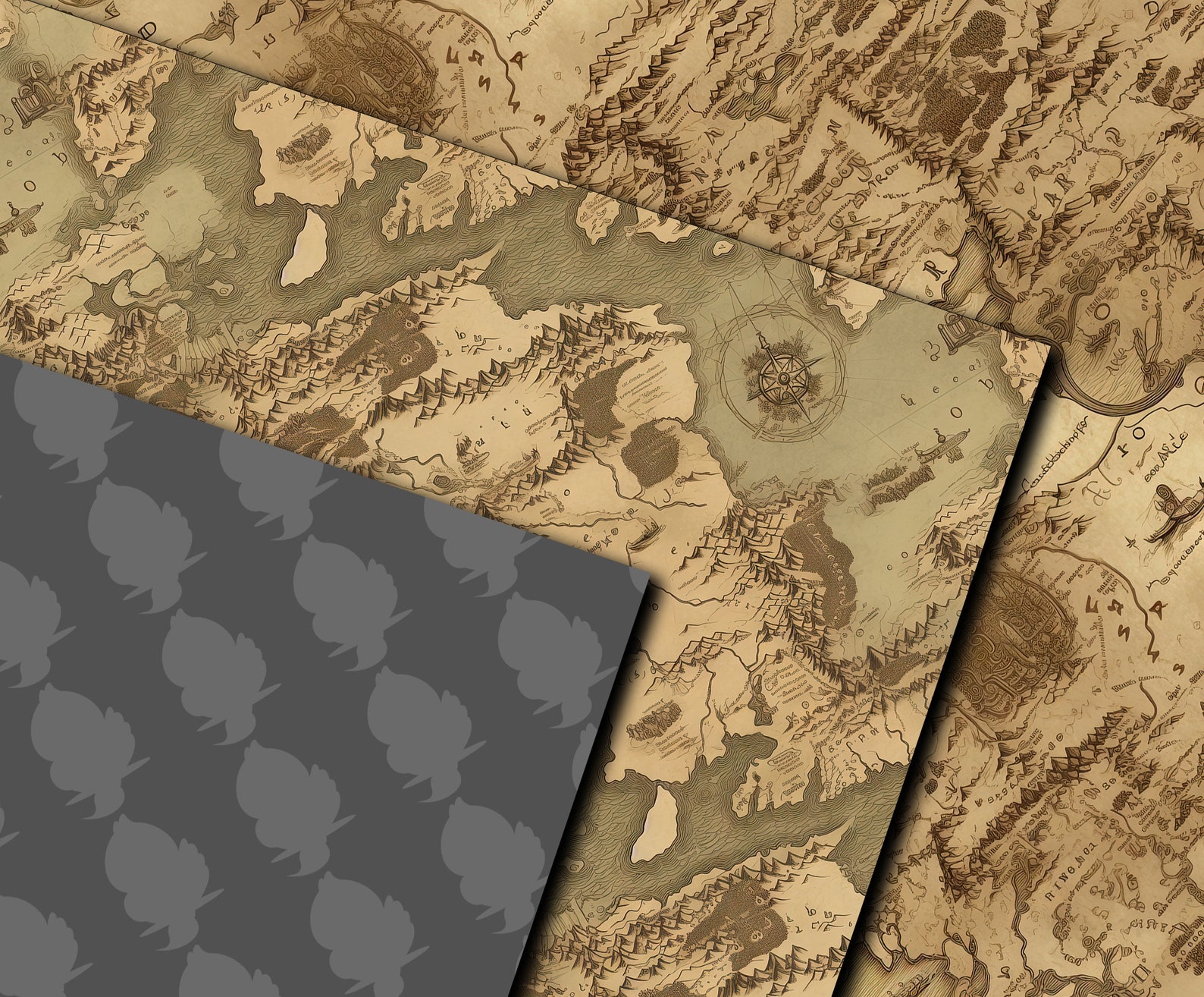 Fantasy Maps Digital Paper, Vintage Maps, World Map Scrapbook Paper ...