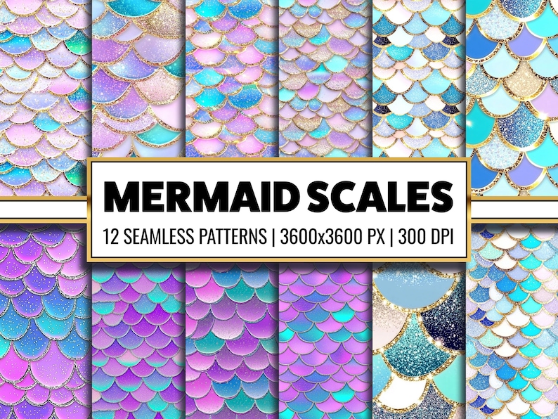 Mermaid Scales Digital Paper Mermaid Seamless Pattern Pastel Summer ...