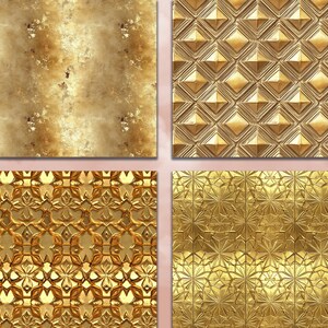 Gold Foil Digital Paper Gold Leaf Seamless Pattern Metallic Gold ...