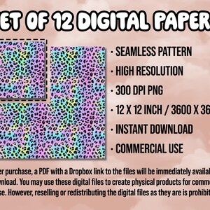 Rainbow Leopard Digital Paper Iridescent Cheetah Skin Seamless Pattern ...